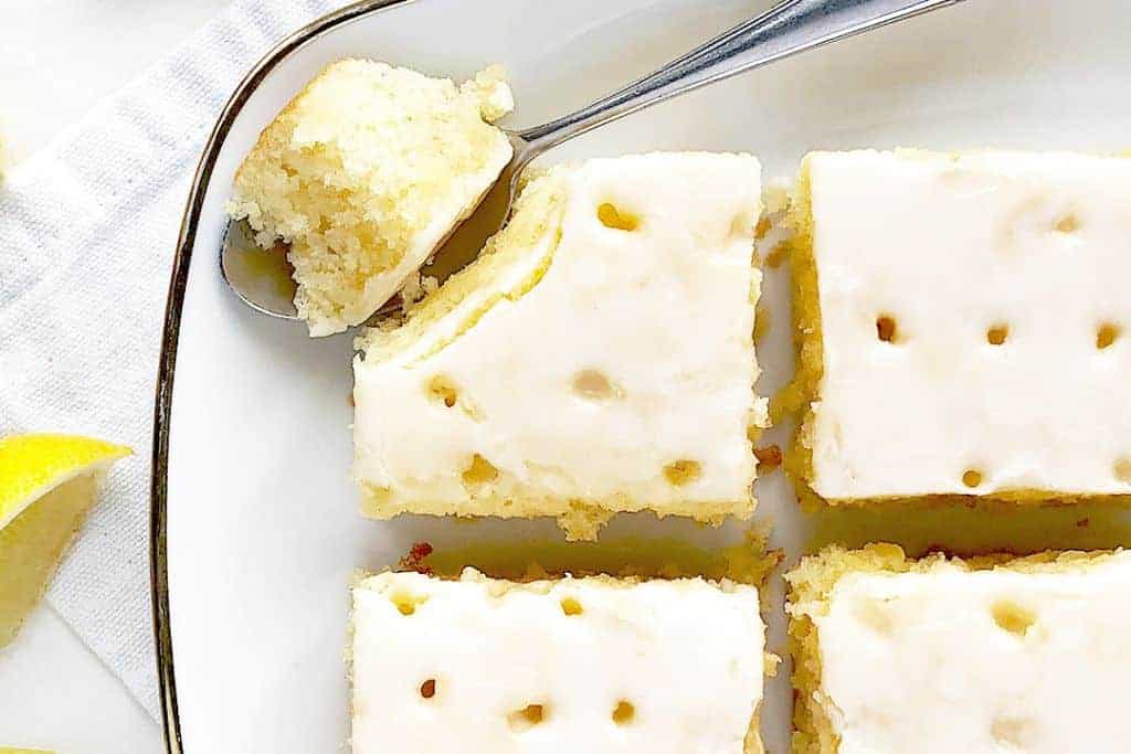 Lemon Drizzle Traybake with Lemon Curd - All Kitchen Colours